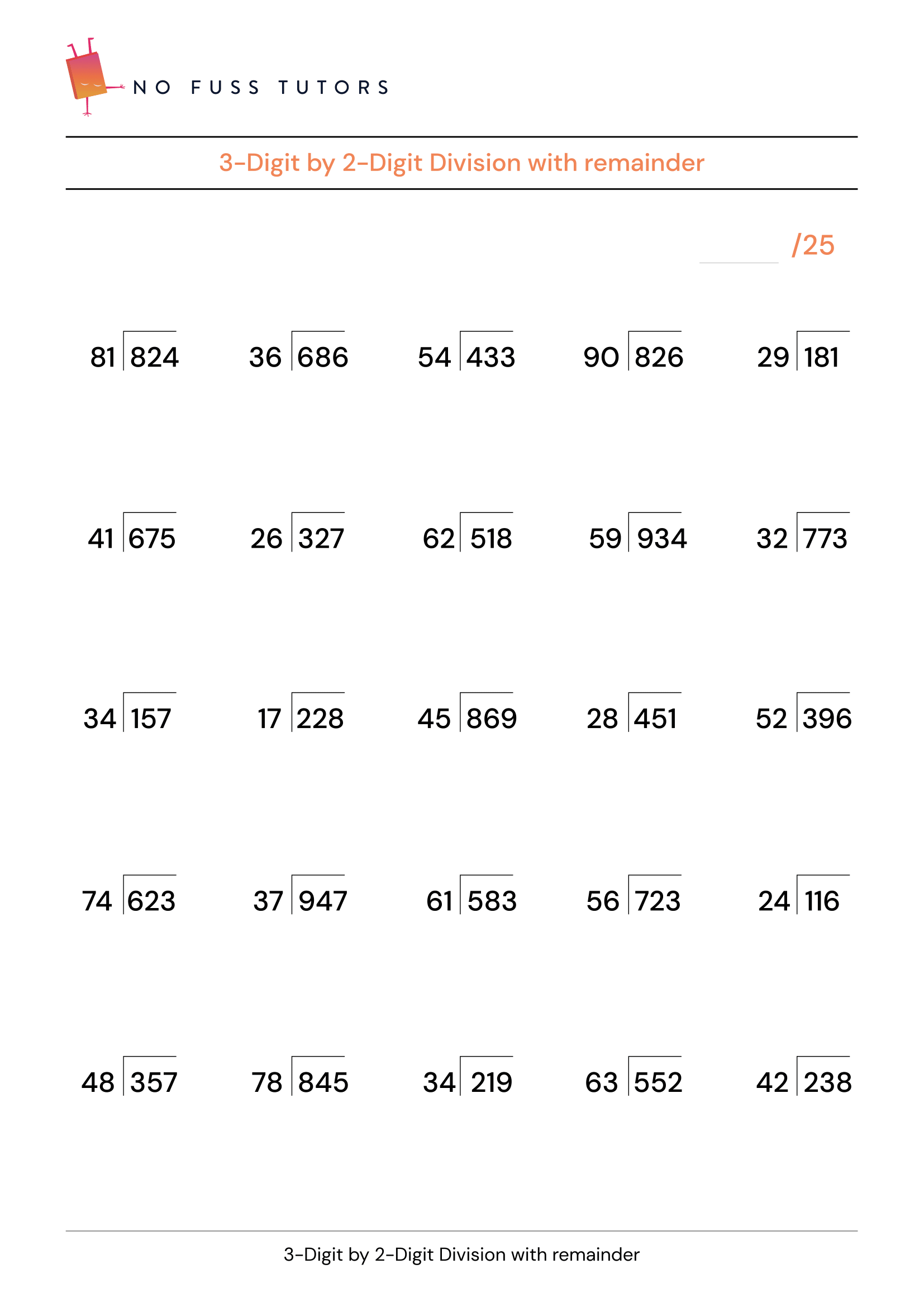 Long Division Worksheets For Grade 3