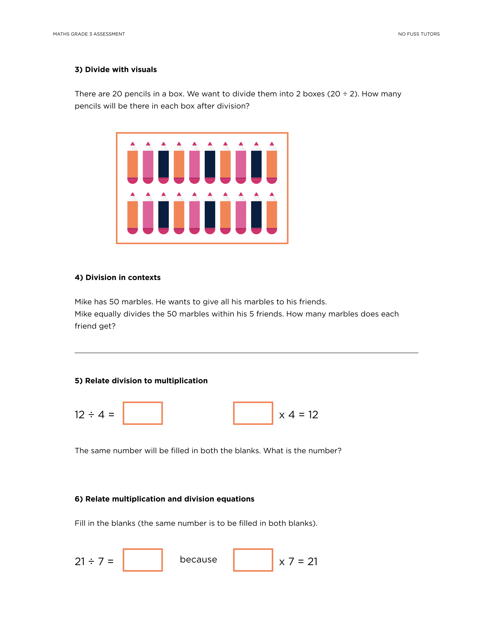 No Fuss Tutors - Worksheets and Assessments