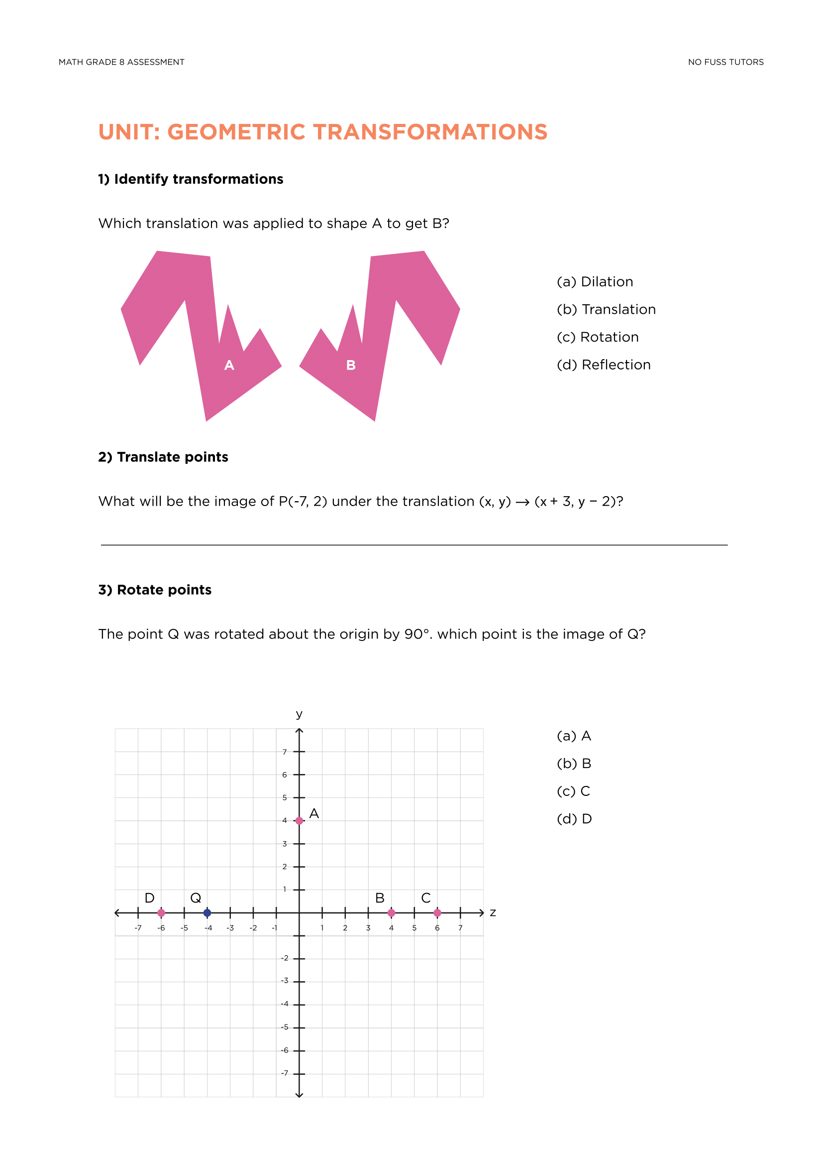 No Fuss Tutors - Worksheets and Assessments