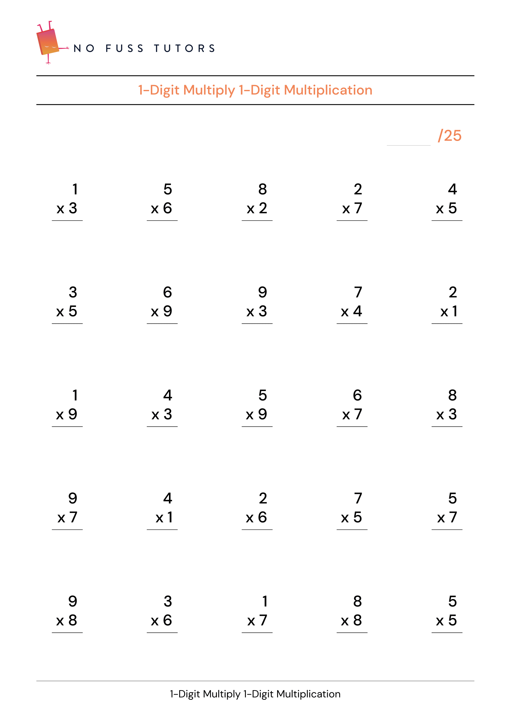 No Fuss Tutors - Worksheets and Assessments